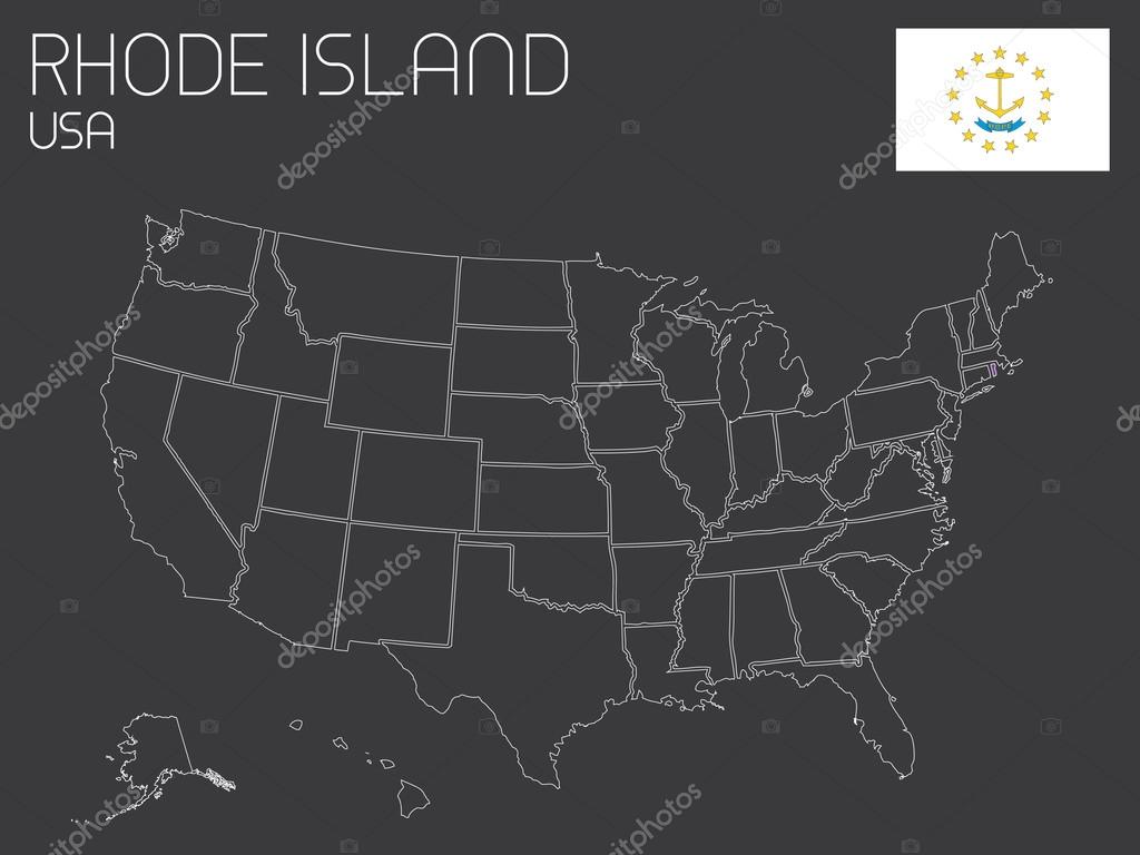 Map of the USA with one state selected - Rhode Island Stock Vector by ...