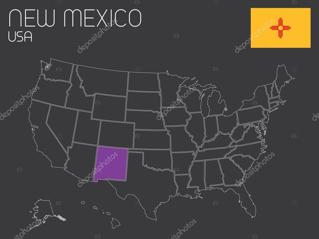 Map of the USA with one state selected - New Mexico Stock Vector by ...