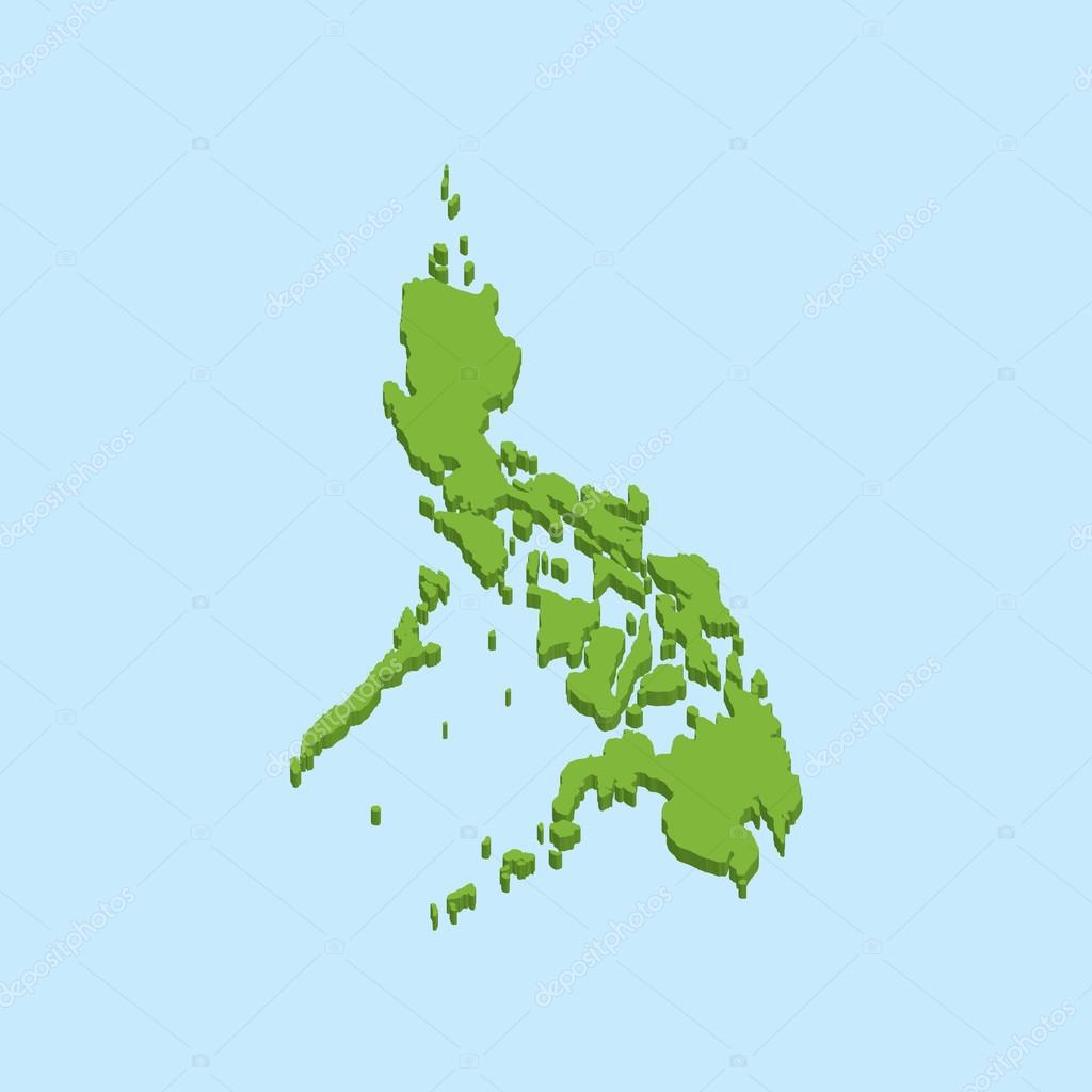 3D map on blue water background of Philippines Stock Vector by ...