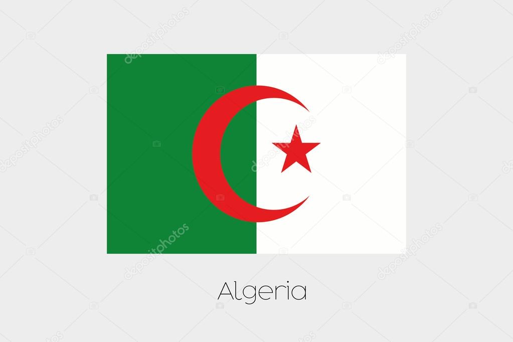 Illustration of the flag, with name, of the country of Algeria — Stock ...