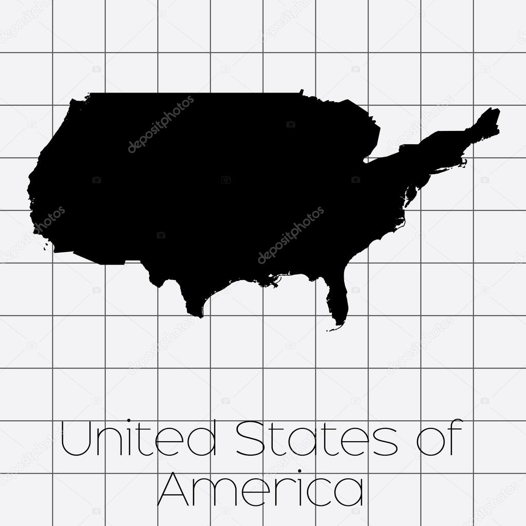 Squared Background with the country shape of United States of Am ...