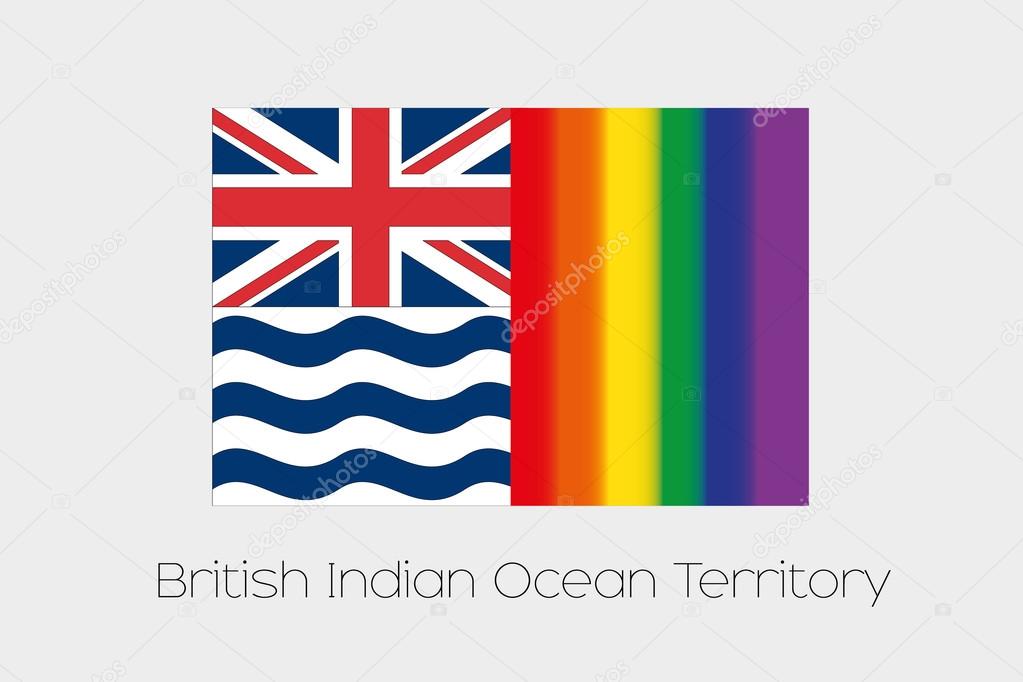 LGBT Flag Illustration with the flag of British Indian Ocean Ter ...