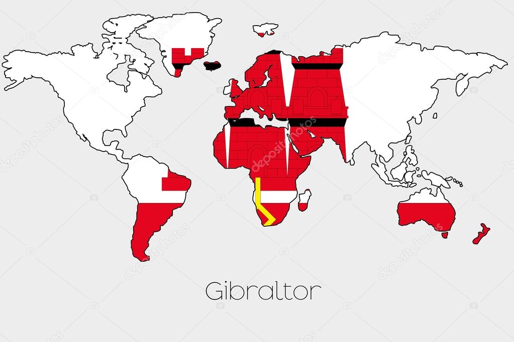 Flag Illustration inside the shape of a world map of the country Stock ...