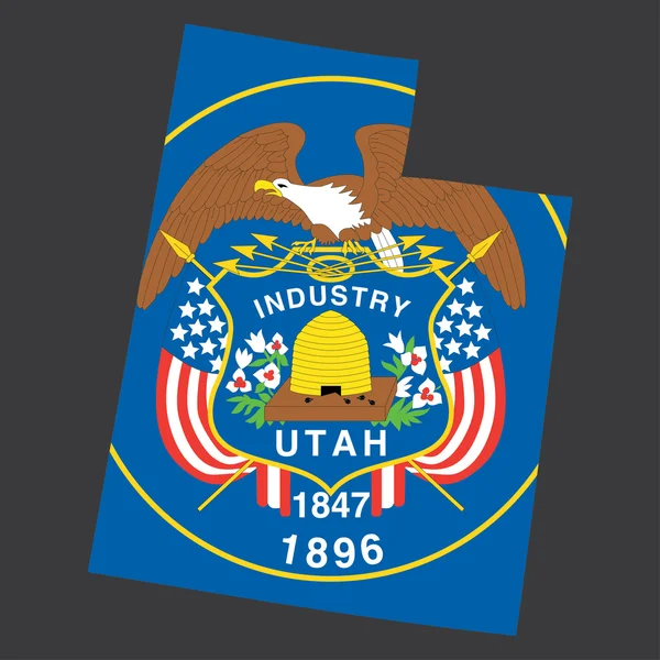 A Highly detailed map with flag inside of the state of Utah Stock ...