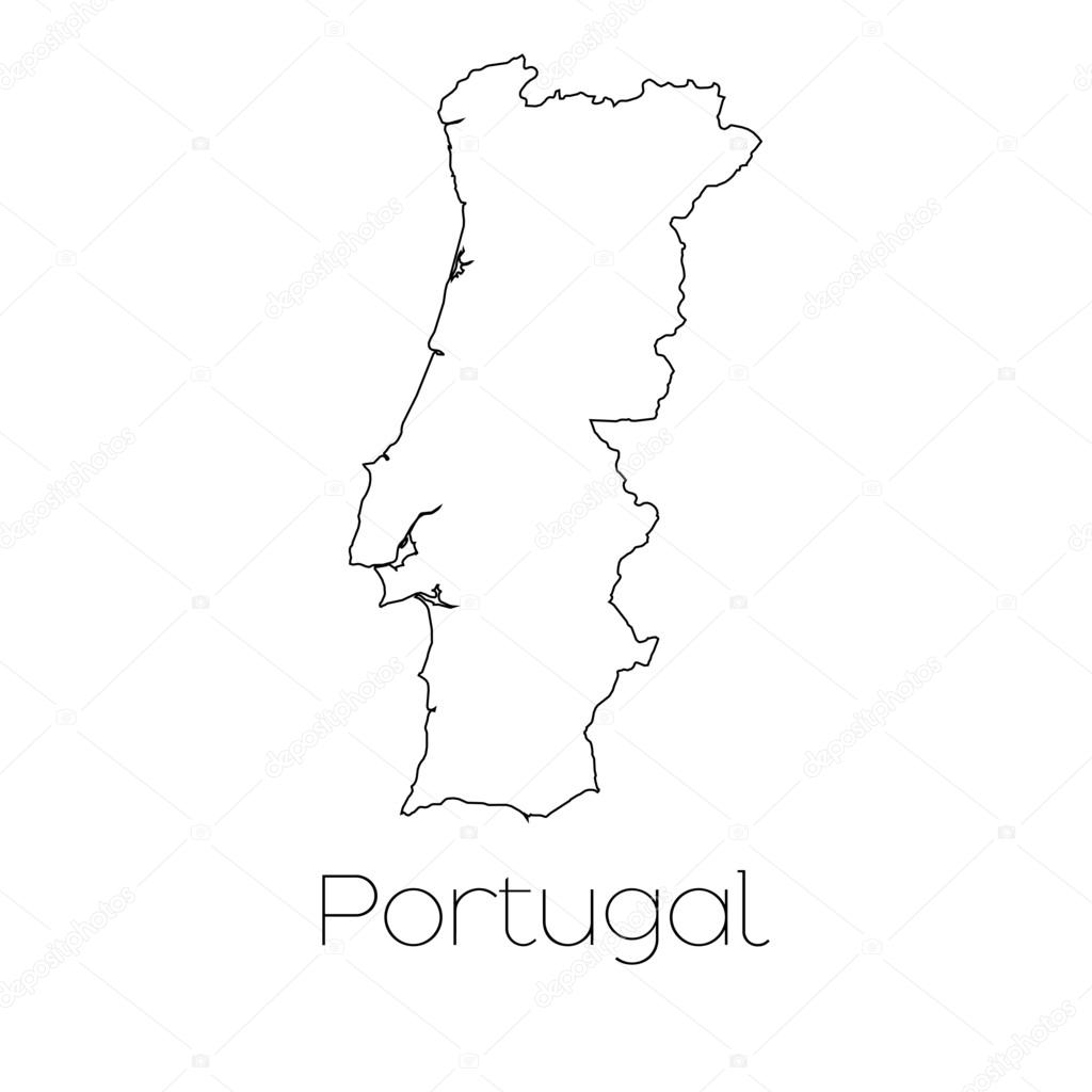 Country Shape isolated on background of the country of Portugal Stock ...