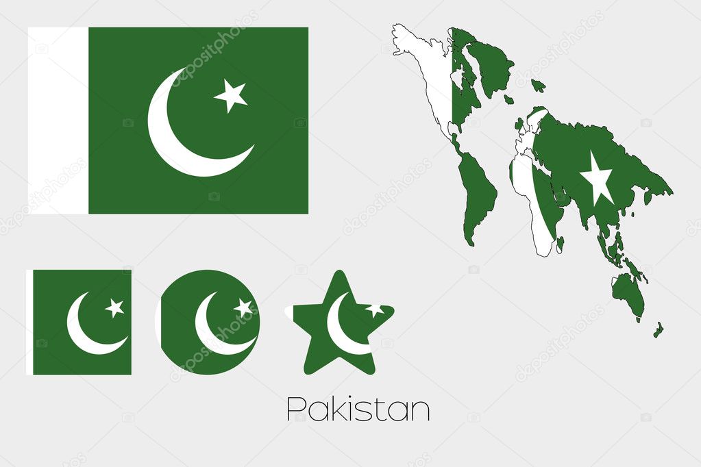 Multiple Shapes Set with the Flag of Pakistan — Stock Photo ...