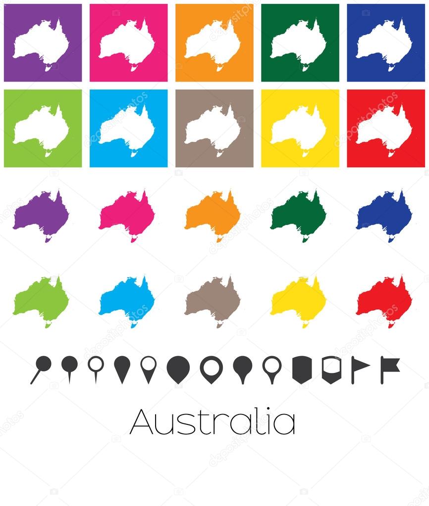 Multiple Colours with Pointers of the map of Australia Stock Vector by ...