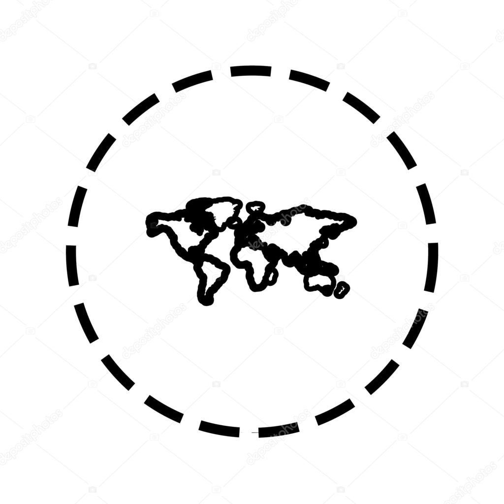 Icon Outline within a dotted circle - World Map — Stock Vector ...
