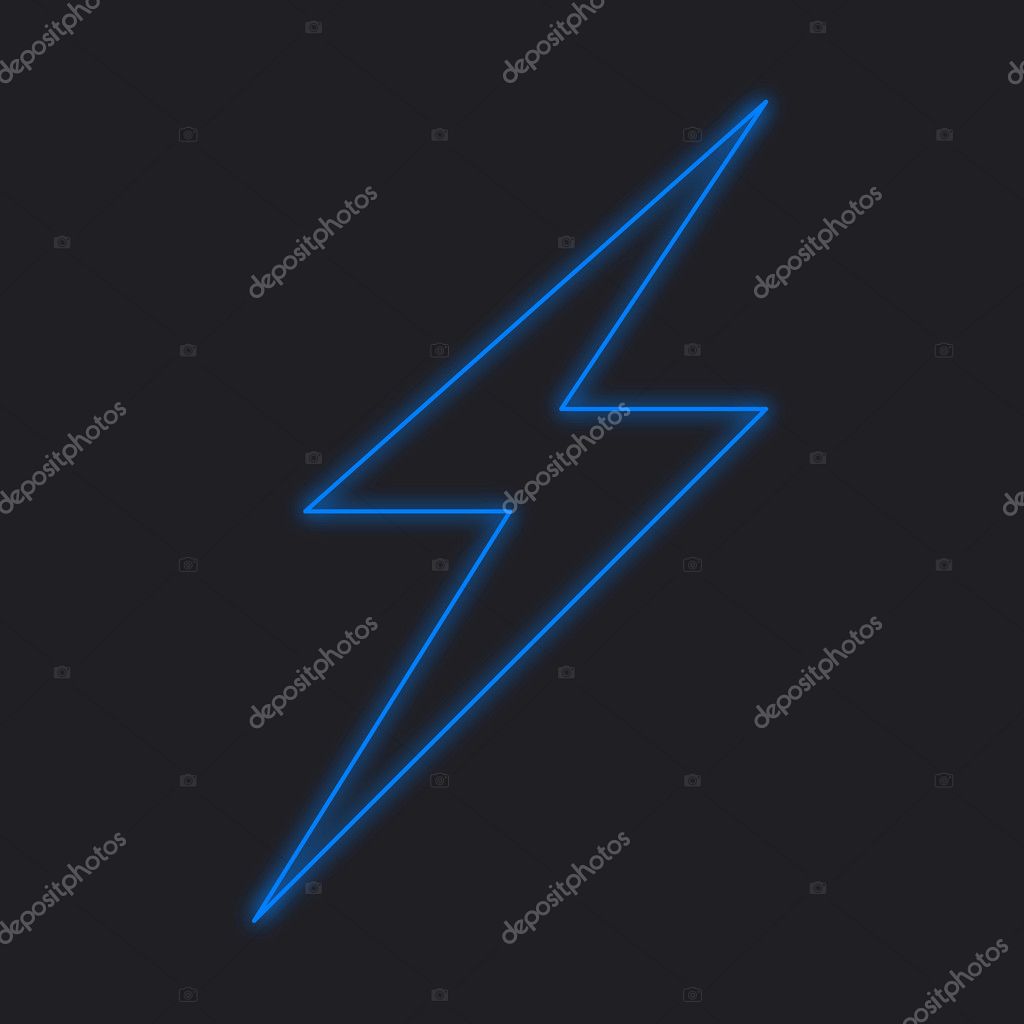 Neon Icon Isolated Black Background Lightning Bolt — Stock Photo ...