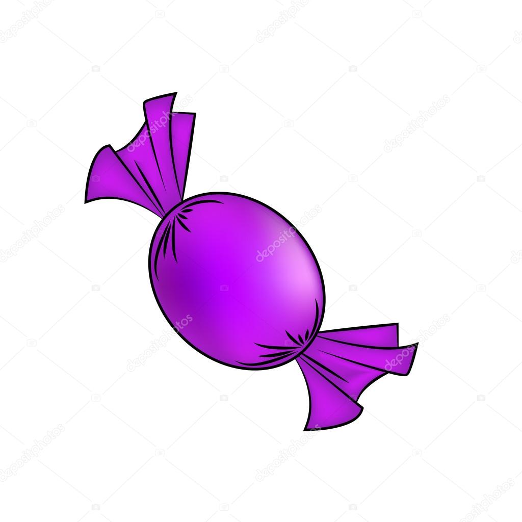 Christmas wrapped candy. Purple packaged sweet, goody in a piece of ...