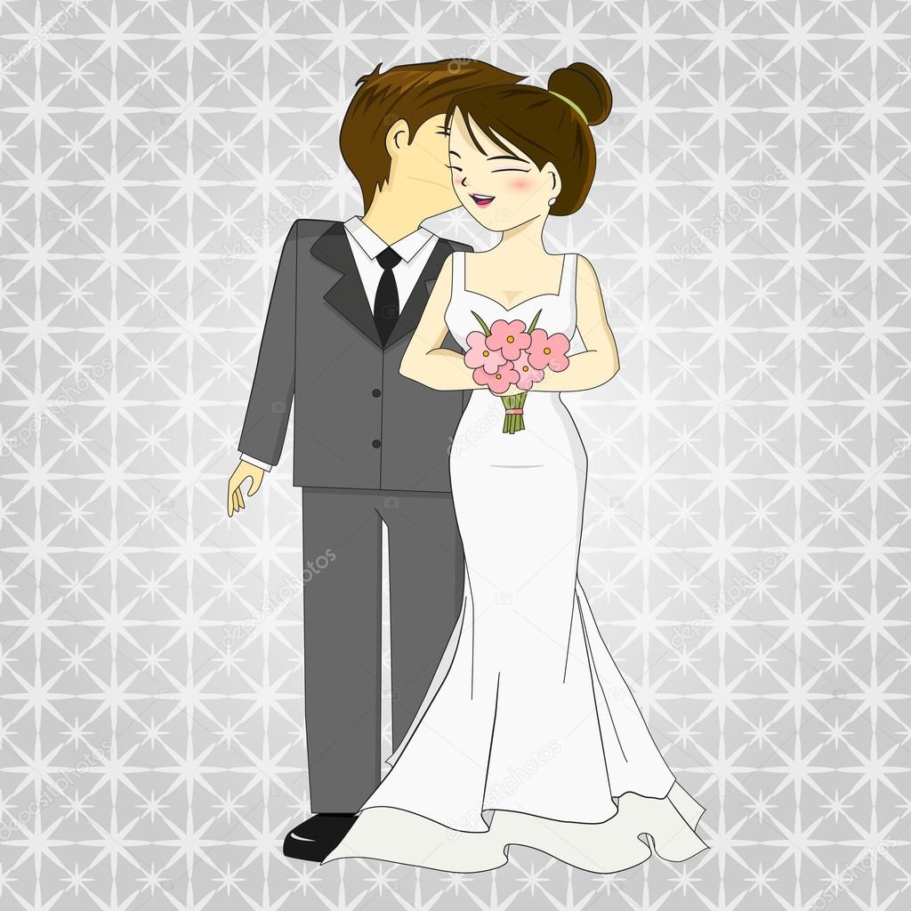 Vector de dibujos animados de novios — Vector de stock © nattio #115493362
