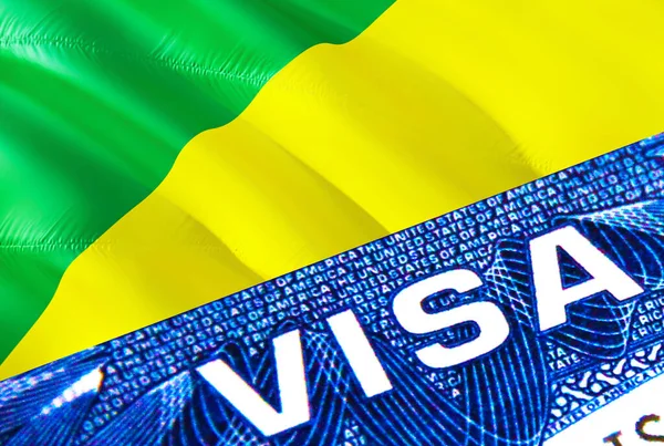 Congo visa document close up. Passport visa on Congo flag. Congo ...