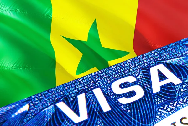 Senegal visa document close up. Passport visa on Senegal flag. Senegal ...