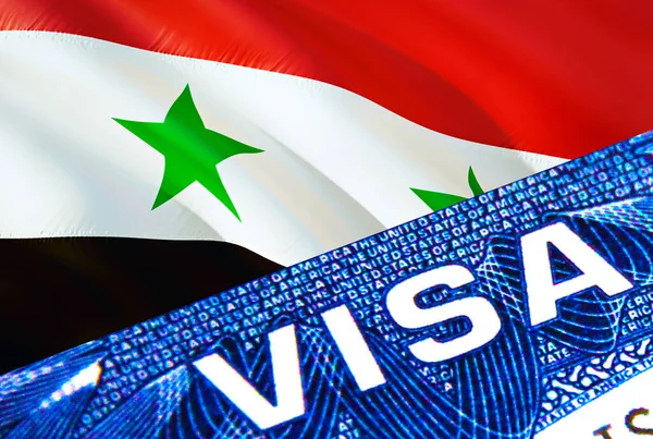 Syria visa document close up. Passport visa on Syria flag. Syria ...