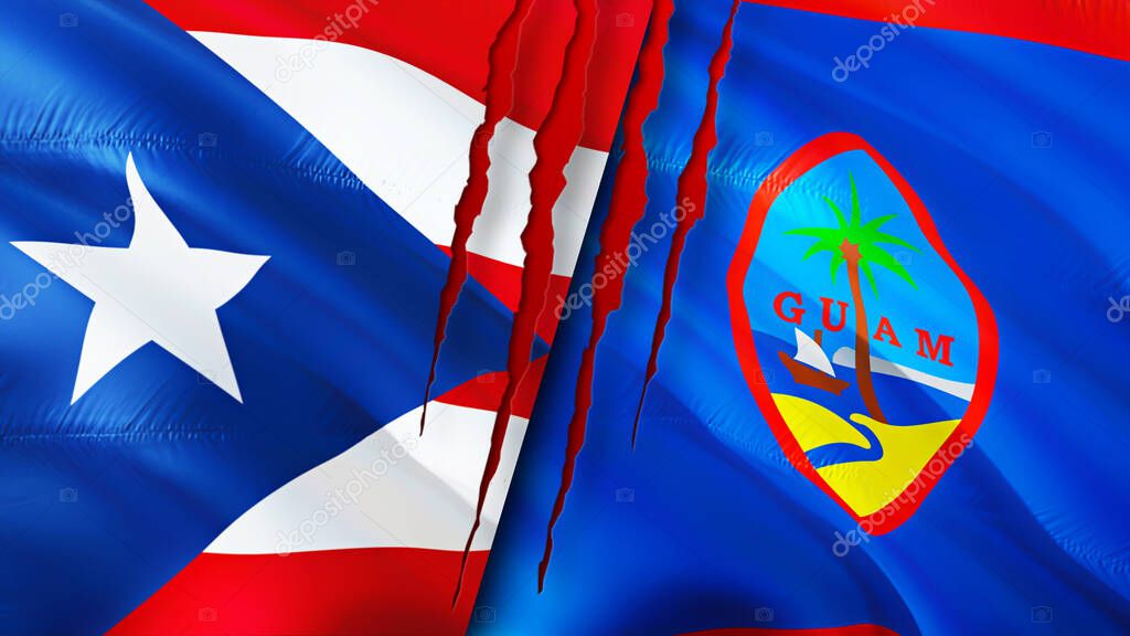Banderas de Puerto Rico y Guam con concepto de cicatriz. Bandera ...