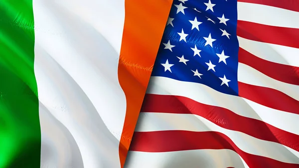 Ireland and USA flags. 3D Waving flag design. Ireland USA flag, picture ...