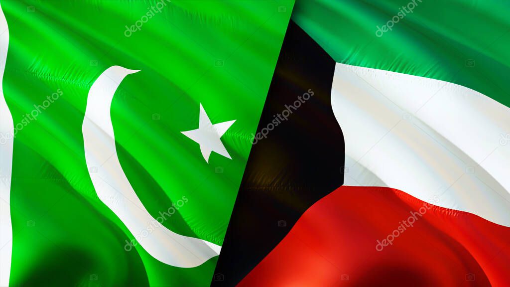 Banderas de Pakistán y Kuwait. Diseño de banderas 3D Waving. Pakistán ...