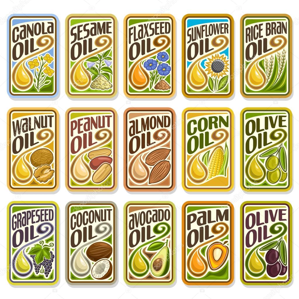 Vector collection labels Cooking and Frying Oil — Stock Vector ...