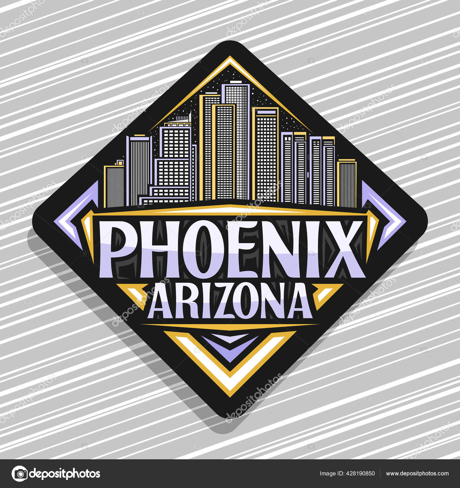 Vector Logo Phoenix Black Decorative Rhombus Road Sign Illustration ...