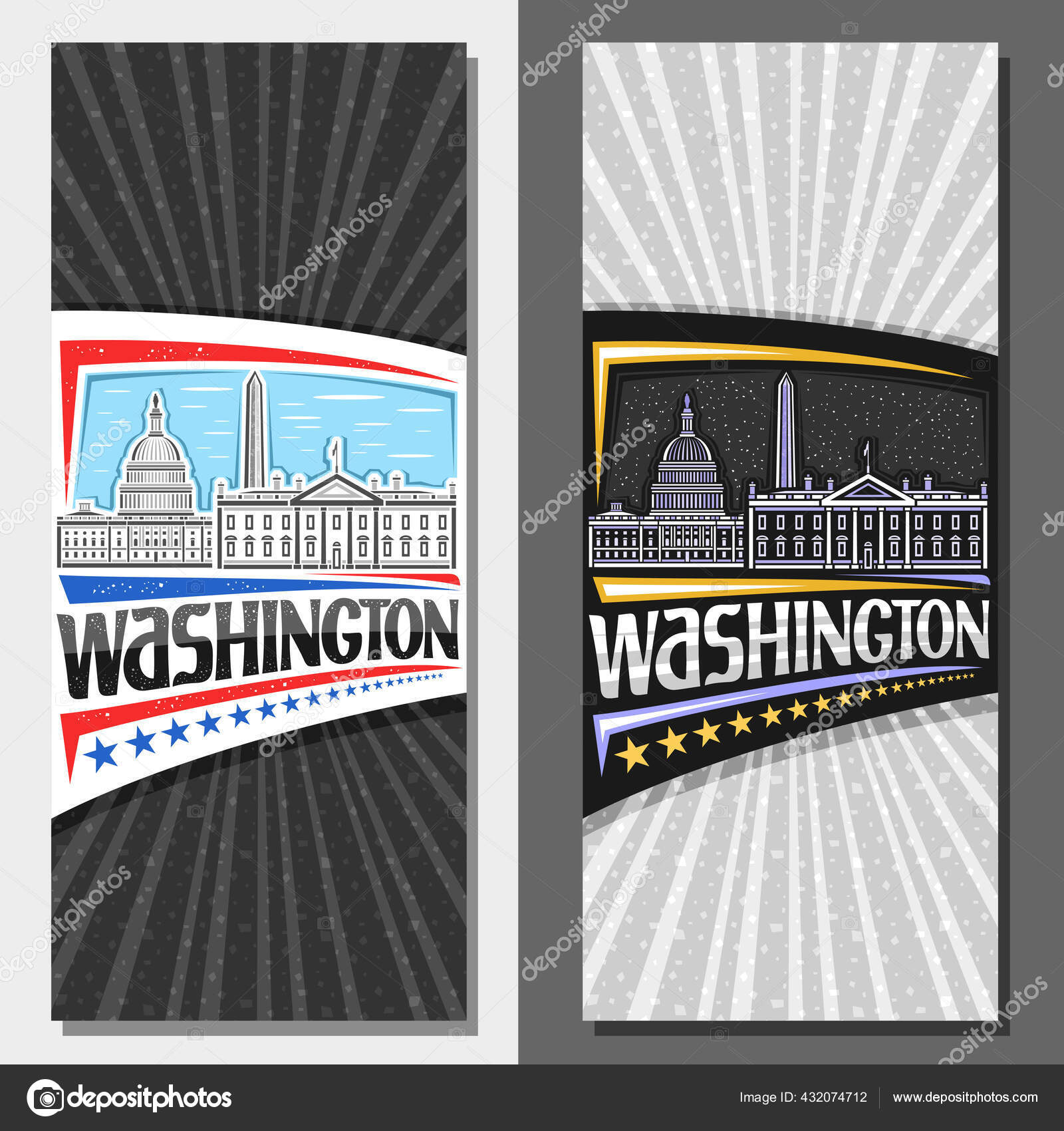 Vector Layouts Washington Decorative Leaflet Outline Illustration ...