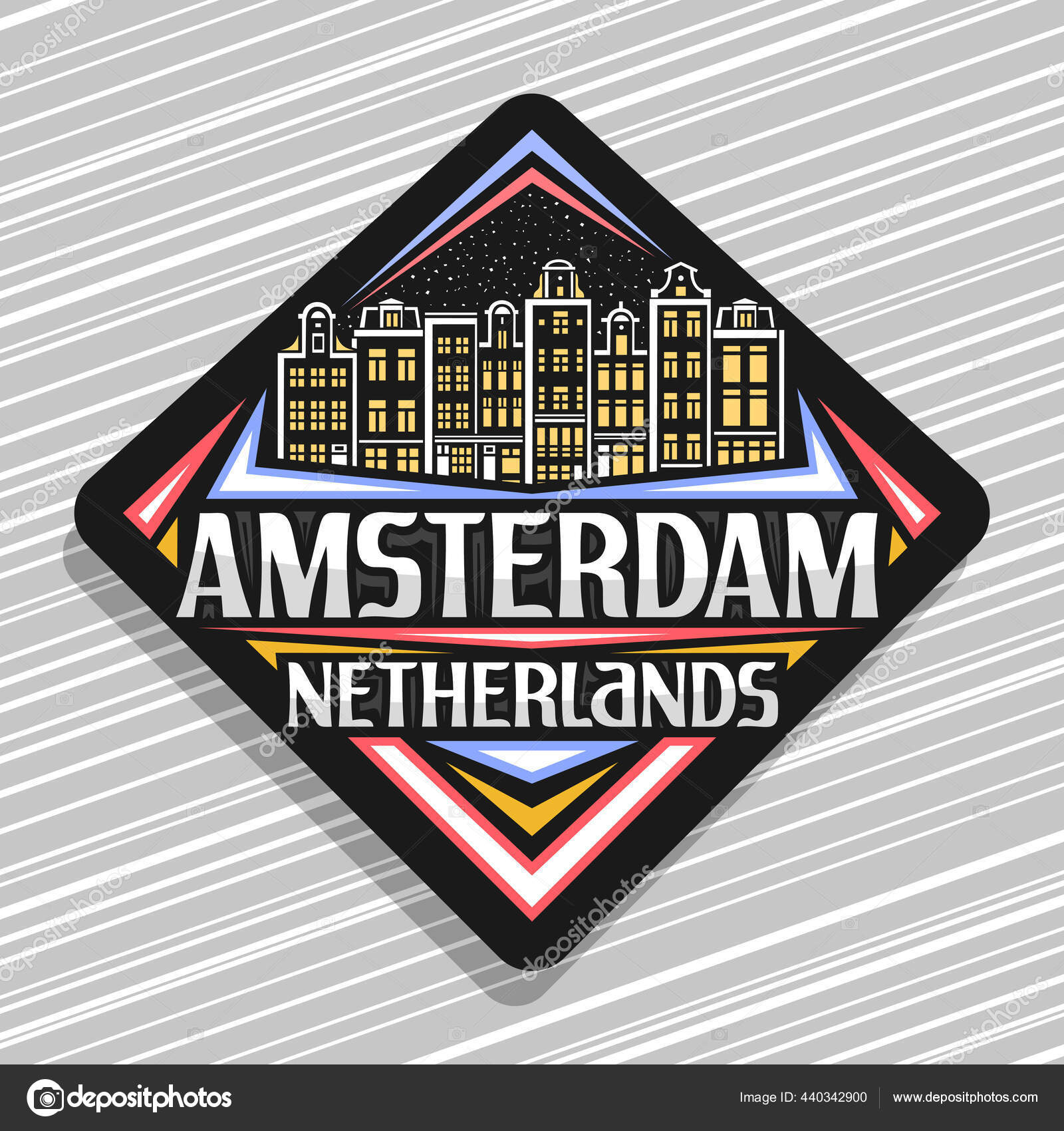 Amsterdam Için Vektör Logosu Amsterdam Için Siyah Eşkenar Dörtgen ...