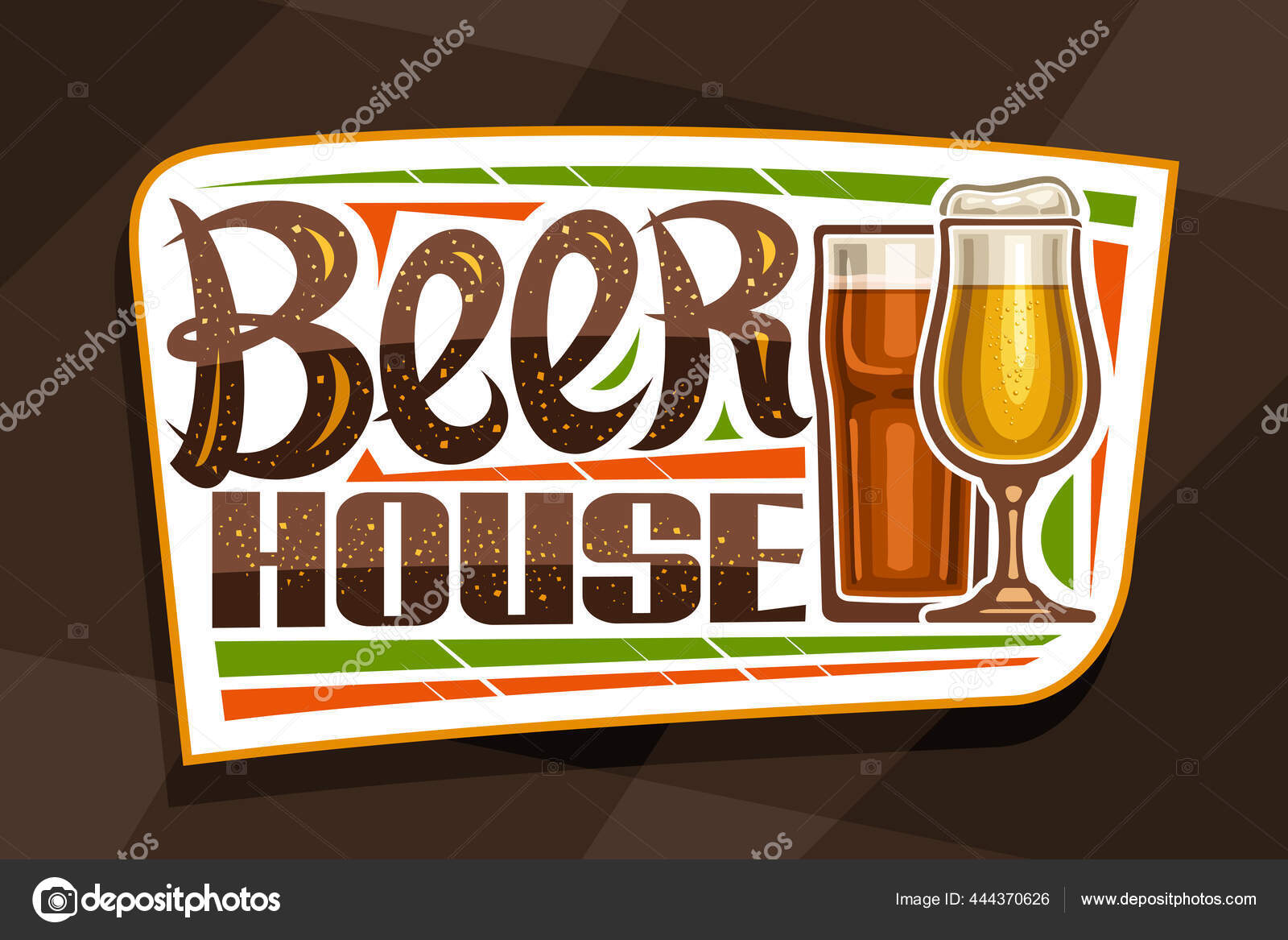 Vector Logo Beer House White Decorative Sign Board Illustration Full ...
