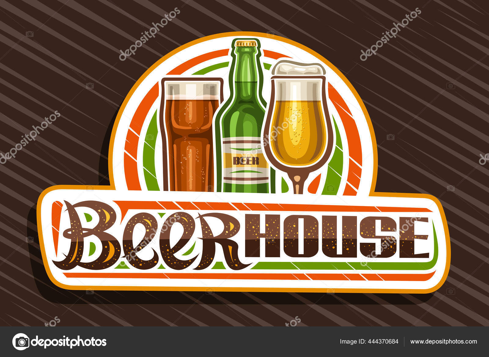 Vector Logo Beer House White Decorative Sign Board Illustration Full ...