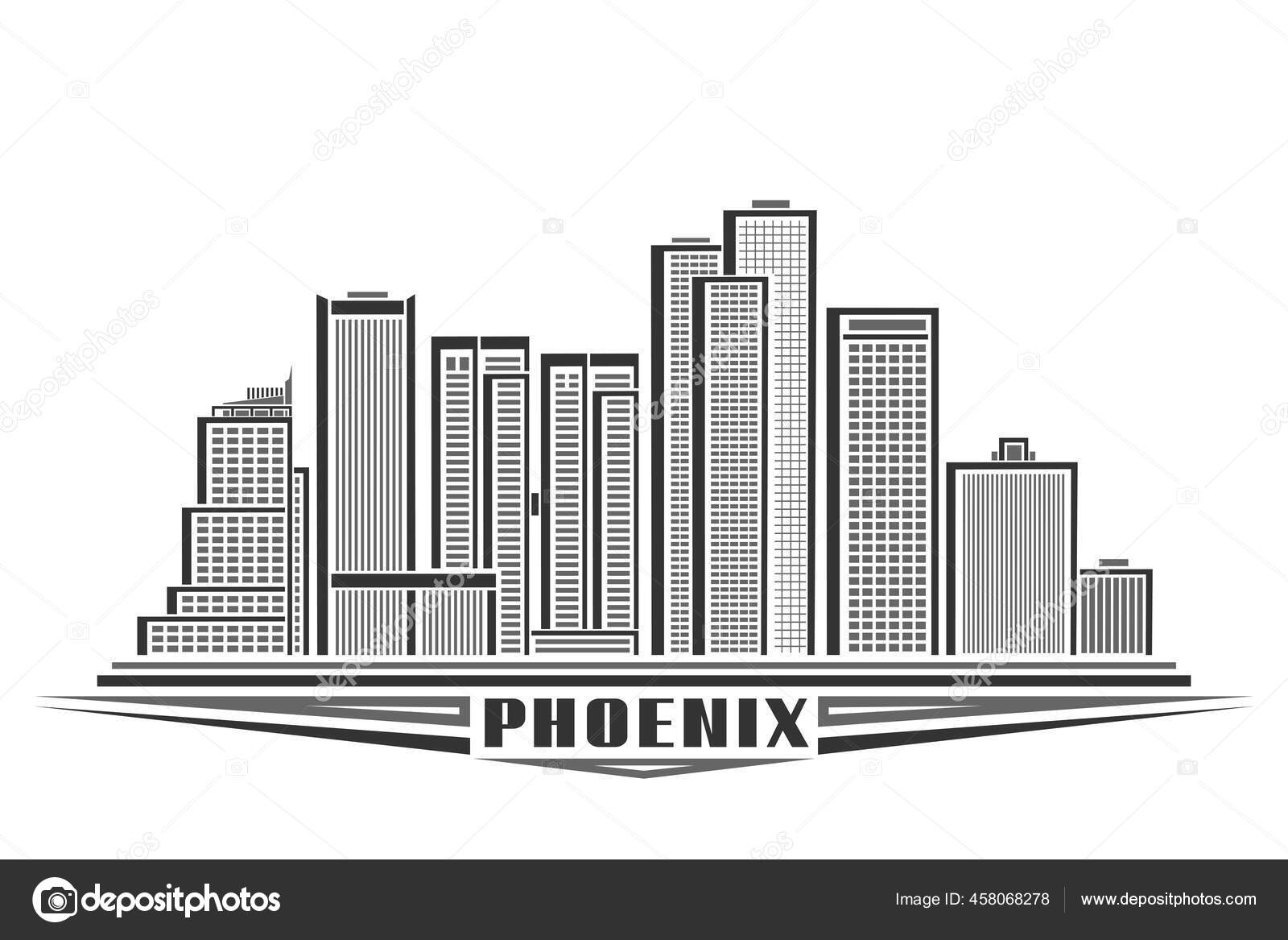 Vector Illustration Phoenix City Monochrome Poster Illustration Art ...