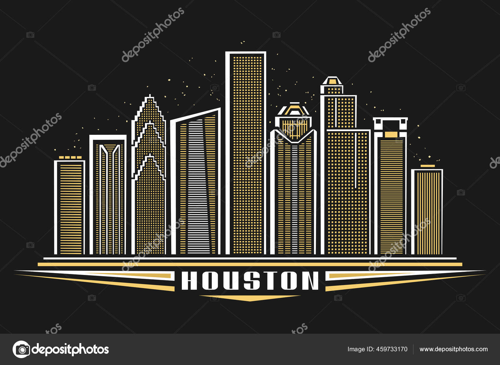 Vector Illustration Houston Horizontal Poster Outline Design ...