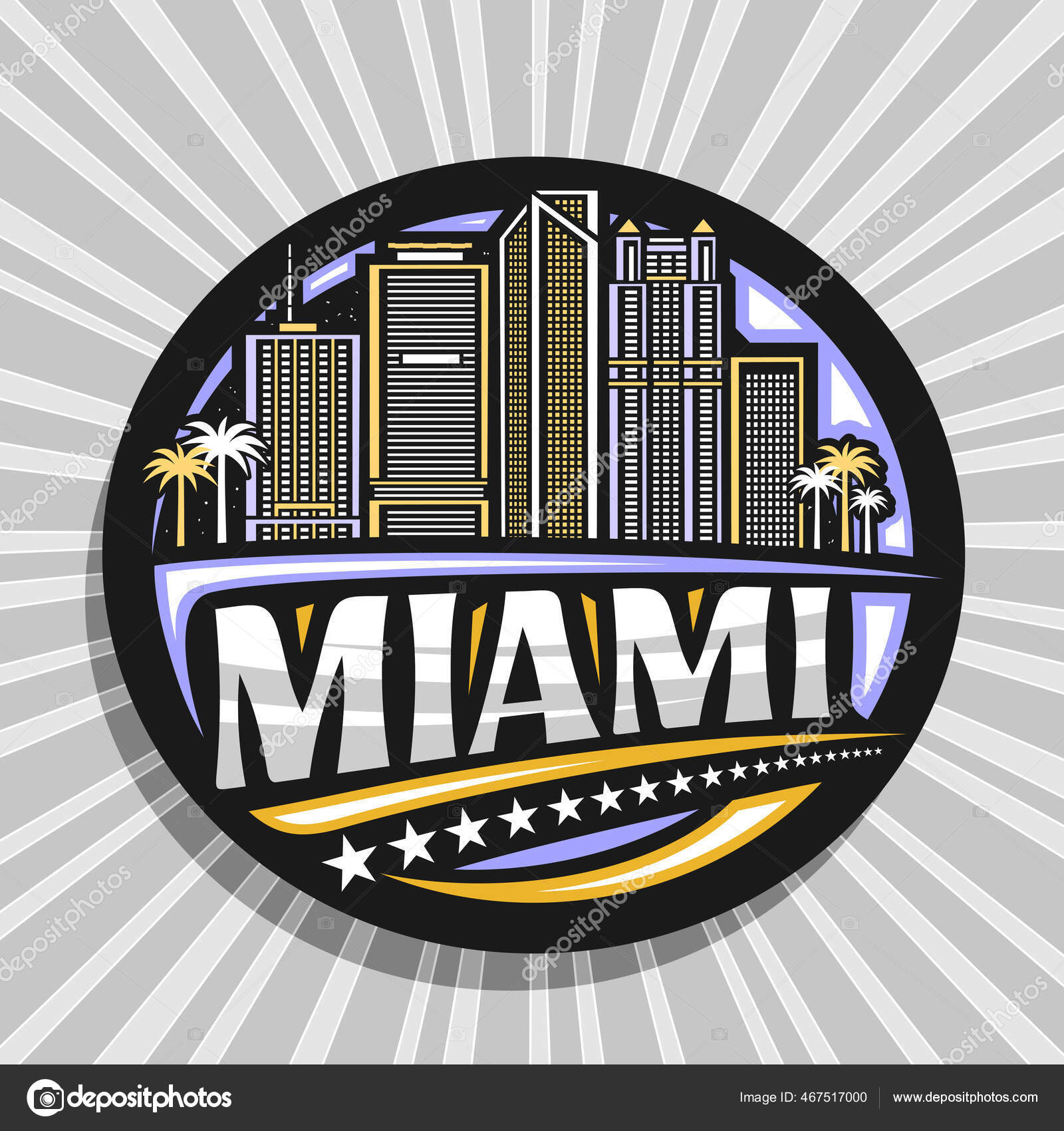 Image vectorielle Logo Vectoriel Pour Miami Étiquette Décorative Noire ...