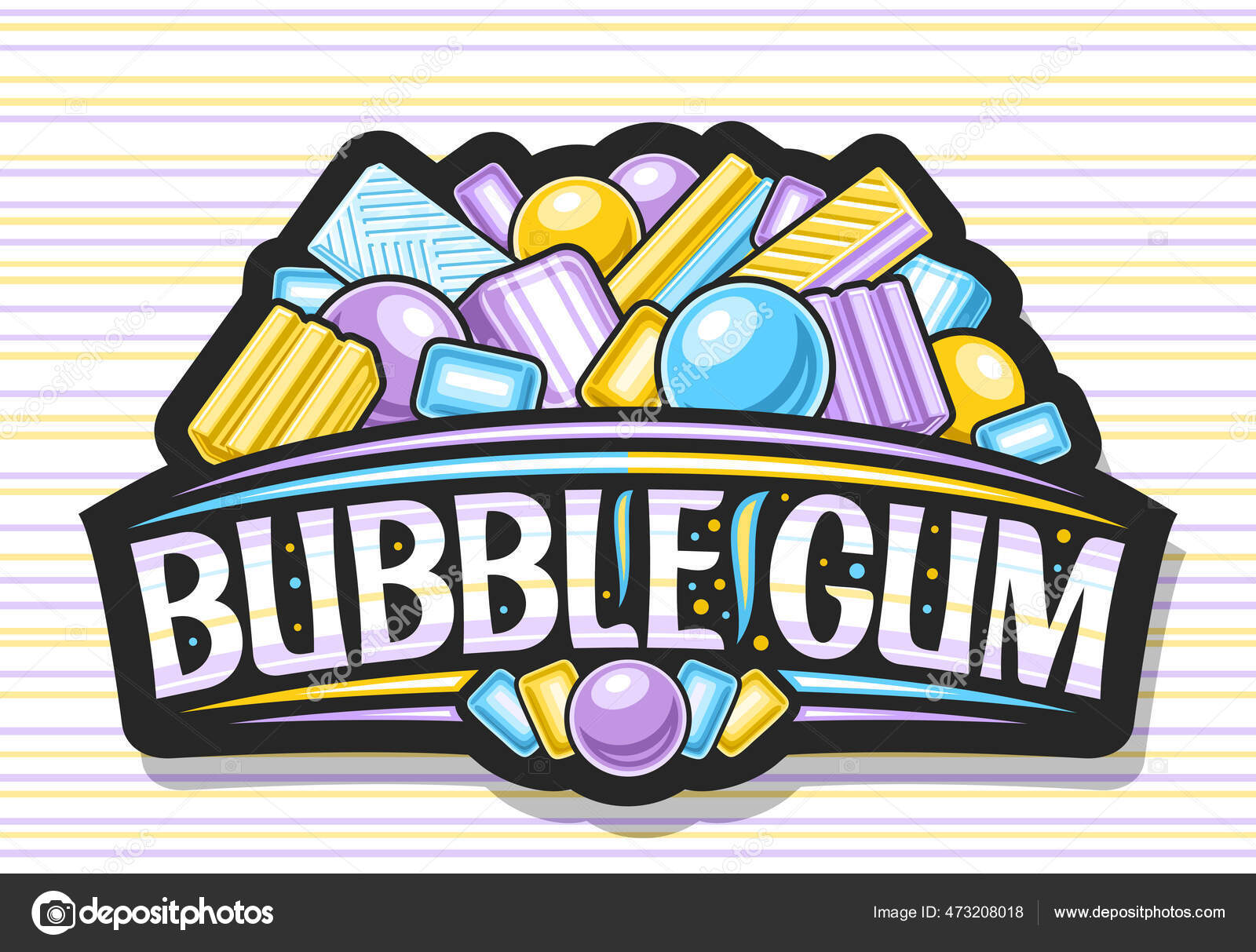 Vector Logo Bubble Gum Dark Decorative Signboard Illustration Variety Colorful Stock Vector by ...