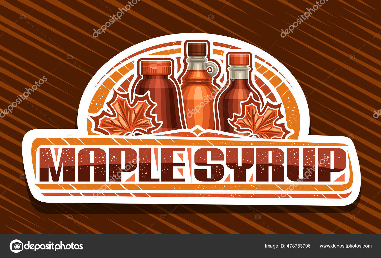 Vector Logo Maple Syrup White Decorative Sign Board Illustration Maple ...