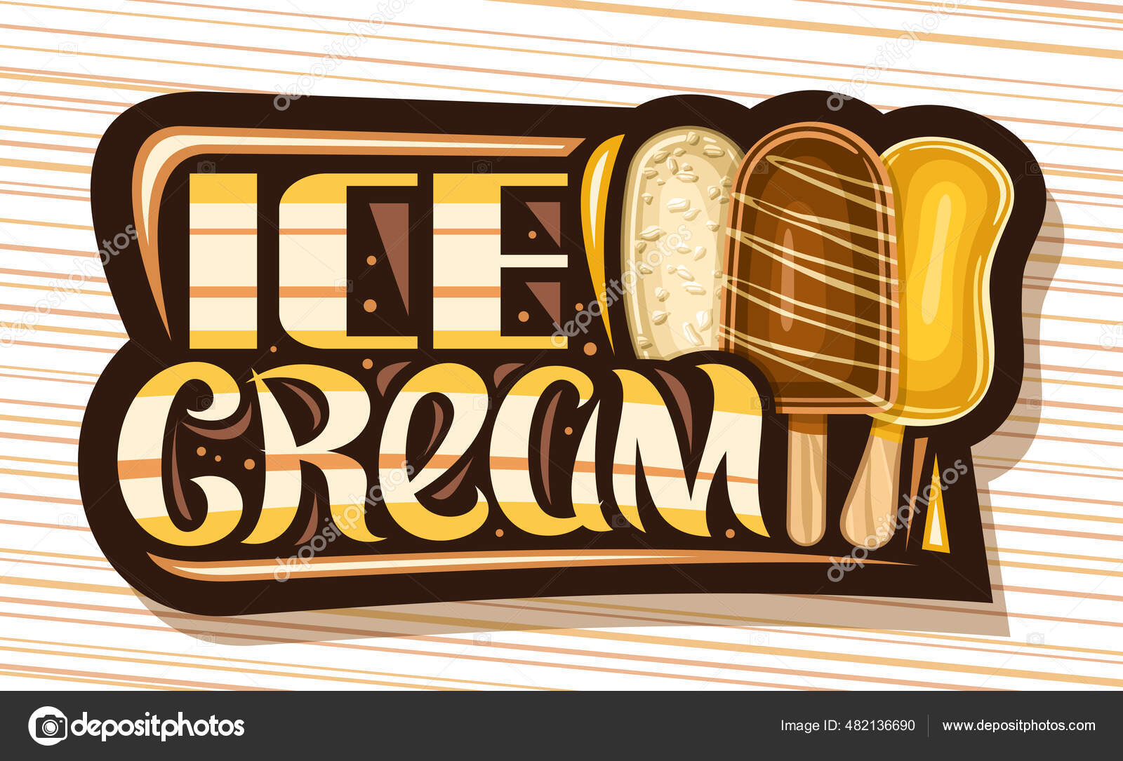 Vector Logo Ice Cream Bar Dark Decorative Sign Board Illustration Stock ...