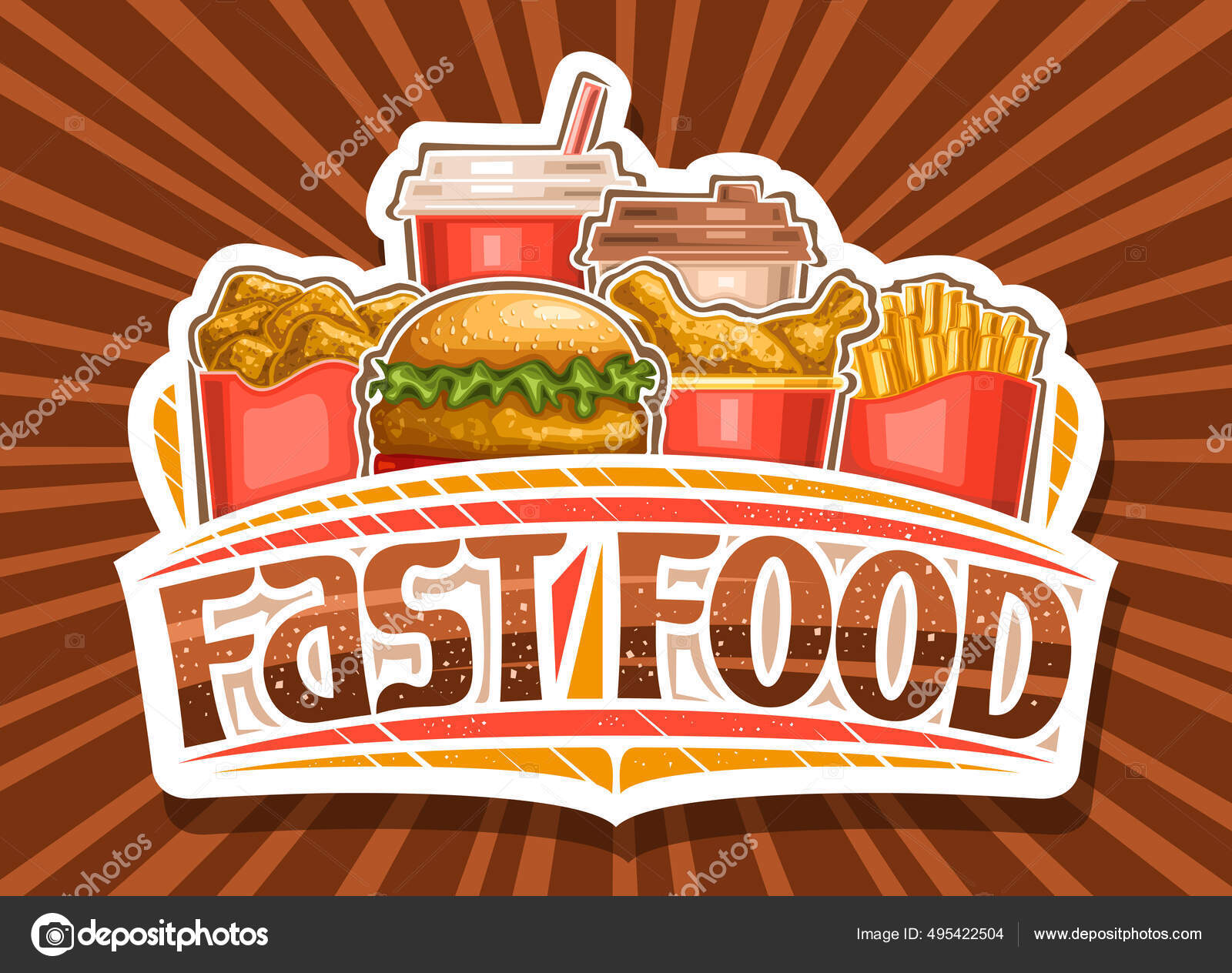 Logo Vectorial Para Comida Rápida Tablero Letreros Papel Cortado Para ...