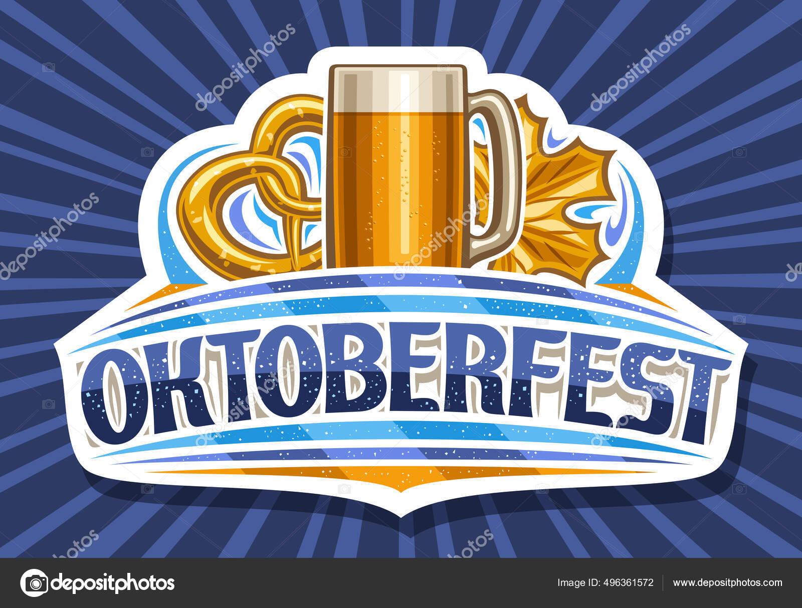 Vector Logo Oktoberfest Cut Paper Sign Board Full Cartoon Beer Stock ...