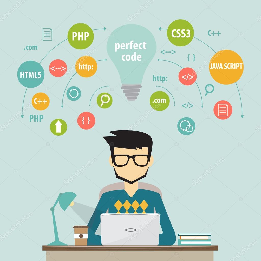 Programmer And Process Coding Programming Concept Stock Vector By ©danielala 73685249