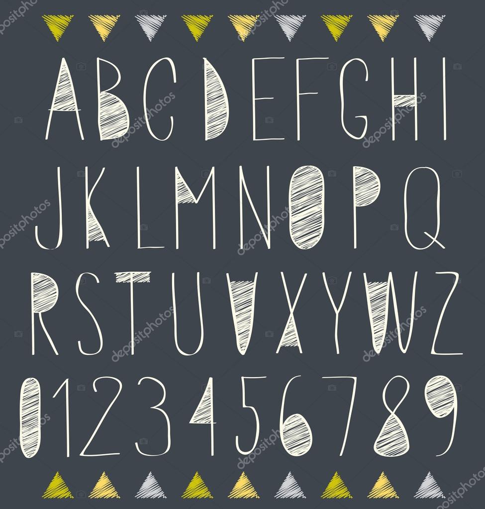 Retro alphabet and numbers Stock Vector by ©danielala 77369642