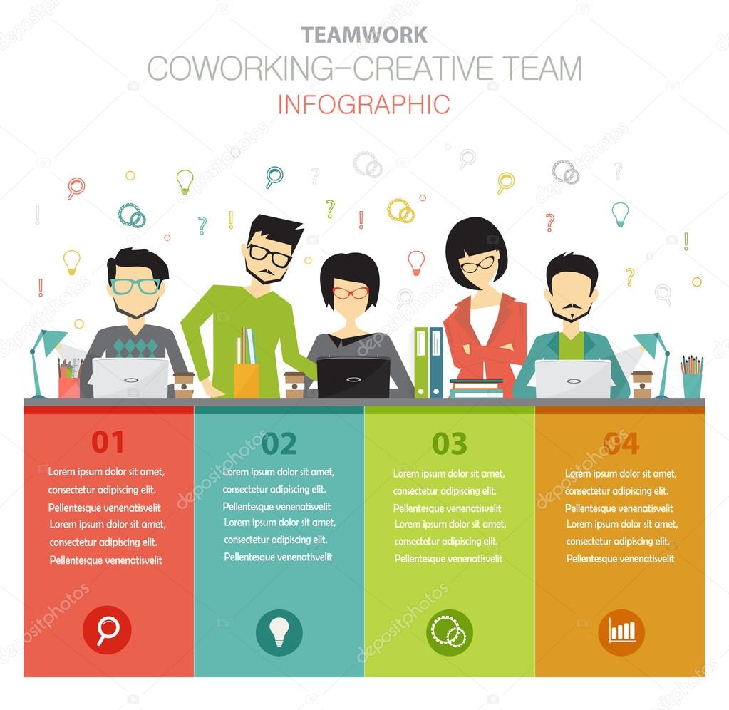 Coworking, creative team infographic concept Stock Vector Image by ...