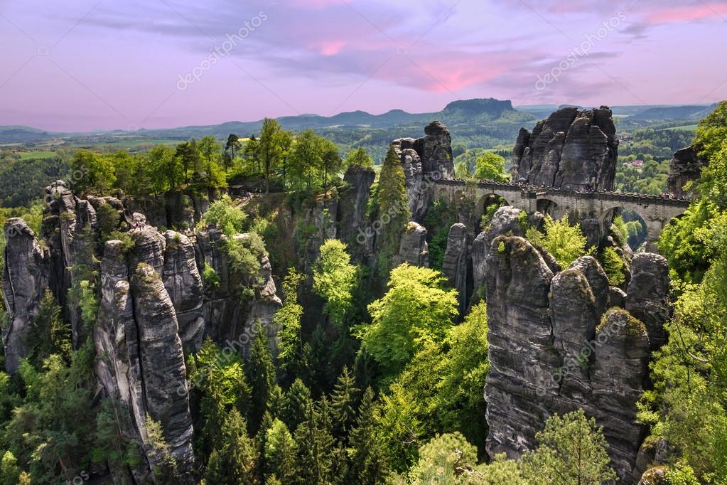 Germany. Bastei bridge, Saxony, National Park. Saxon Switzerland Stock ...