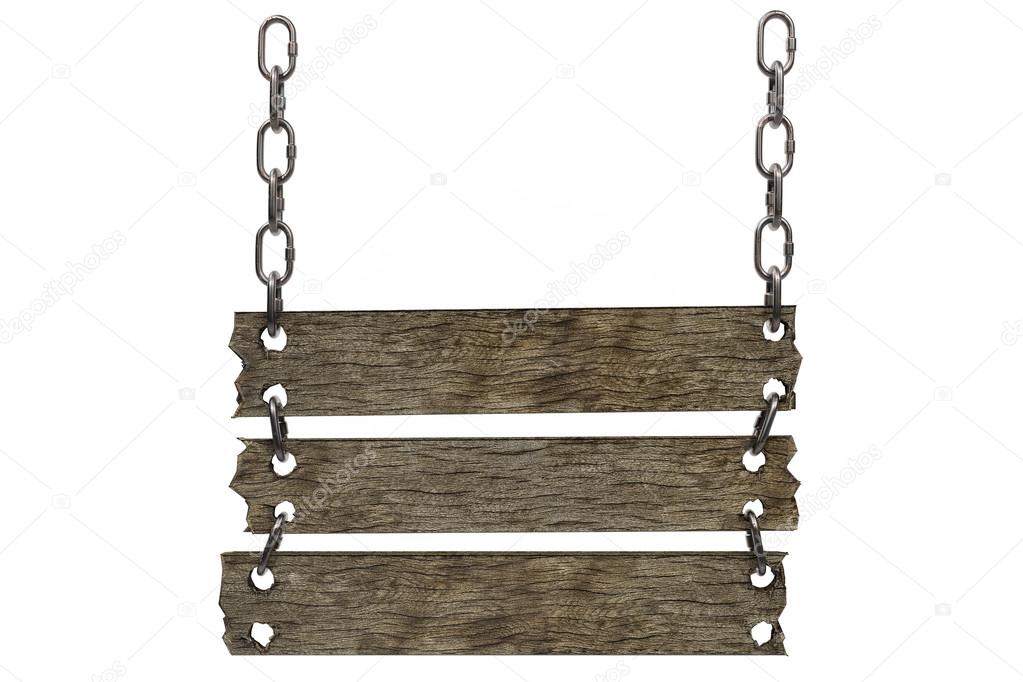 Hanging Chain Linked Wooden Sign — Stock Photo © EastmanPhoto #53931013