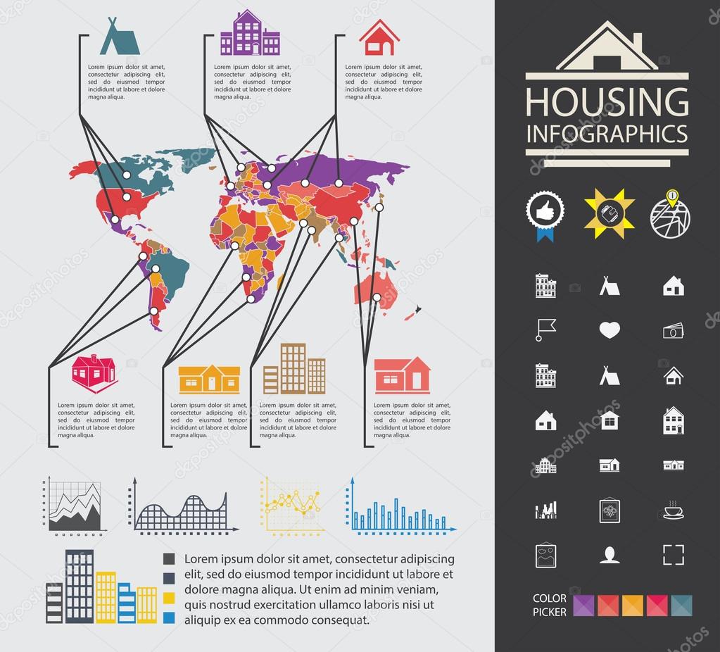 Infografías de la vivienda. Vector ilustrador. 2024