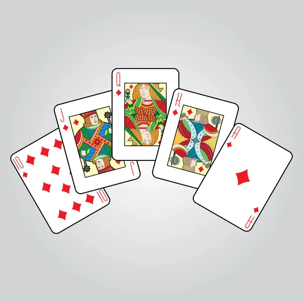 Single playing cards vector: Diamonds — Stock Vector © rlmf.net #92458786