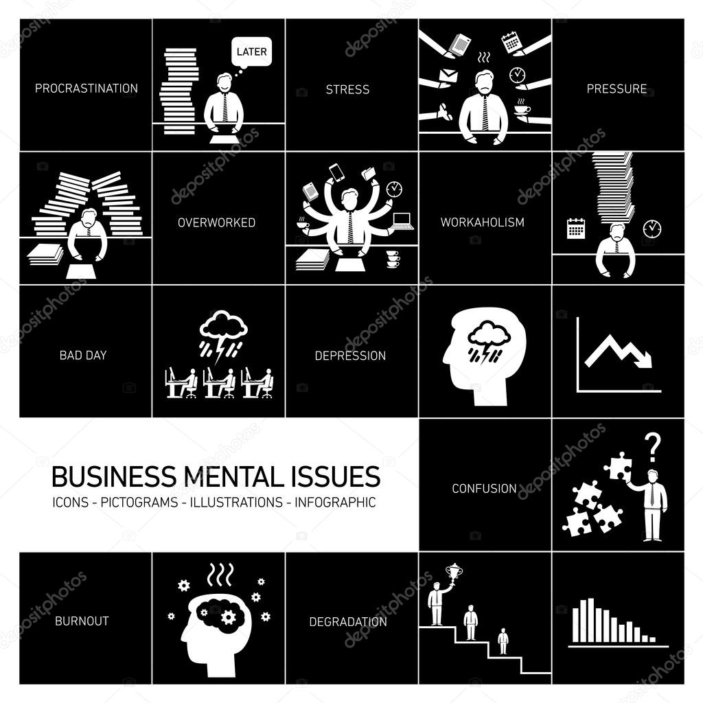 Mental issues icons set Stock Vector Image by ©HonzaHruby #68578111