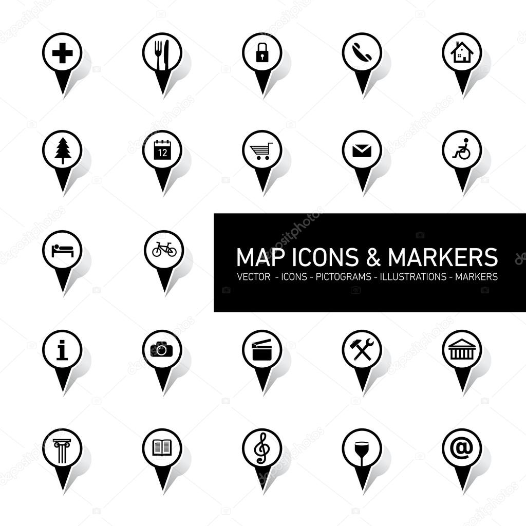 Map icons and markers Stock Vector Image by ©HonzaHruby #68579891