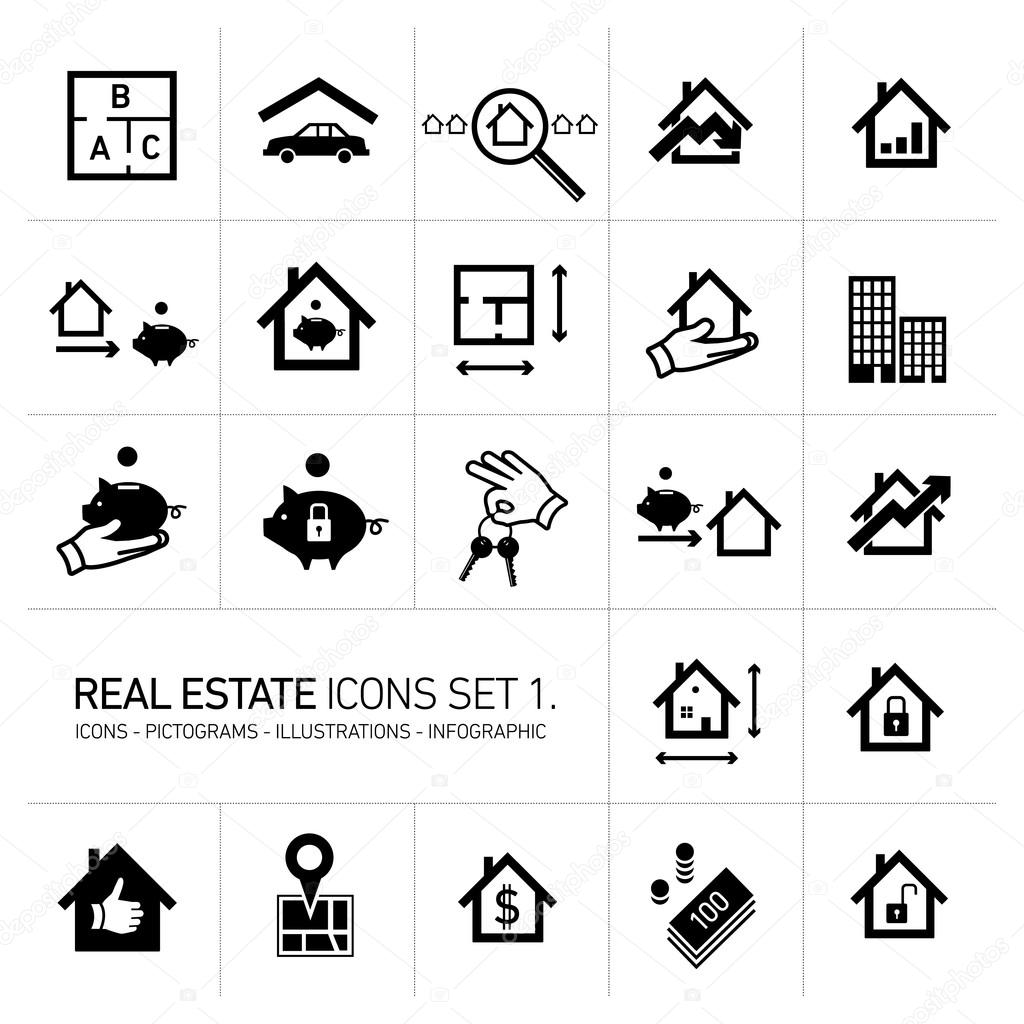 Vector real estate icons set — Stock Vector © HonzaHruby #68580255