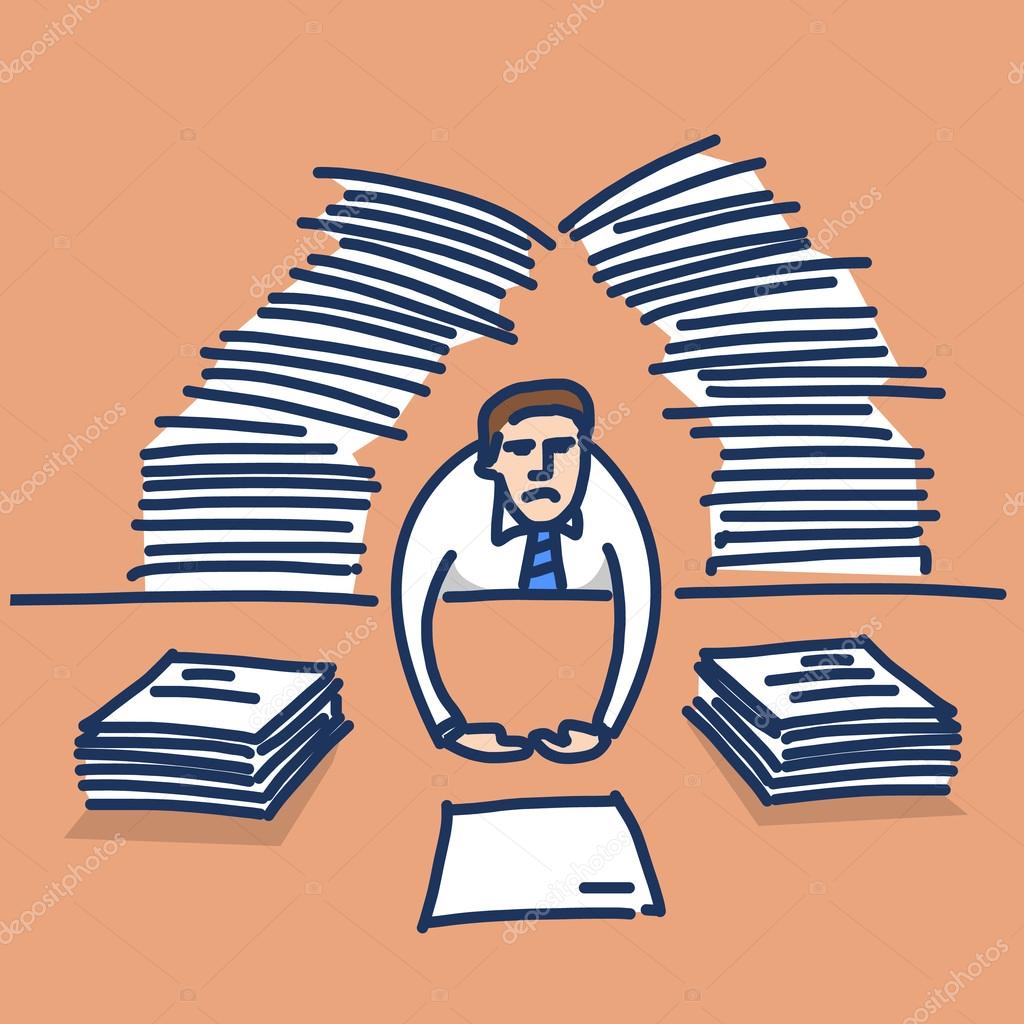 Overworked businessmanwork with papers Stock Vector by ©HonzaHruby 70589073