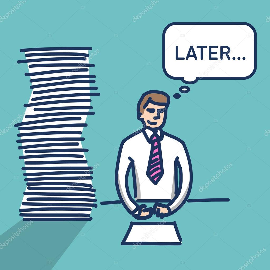Businessman which delay his work for later Stock Vector Image by ...