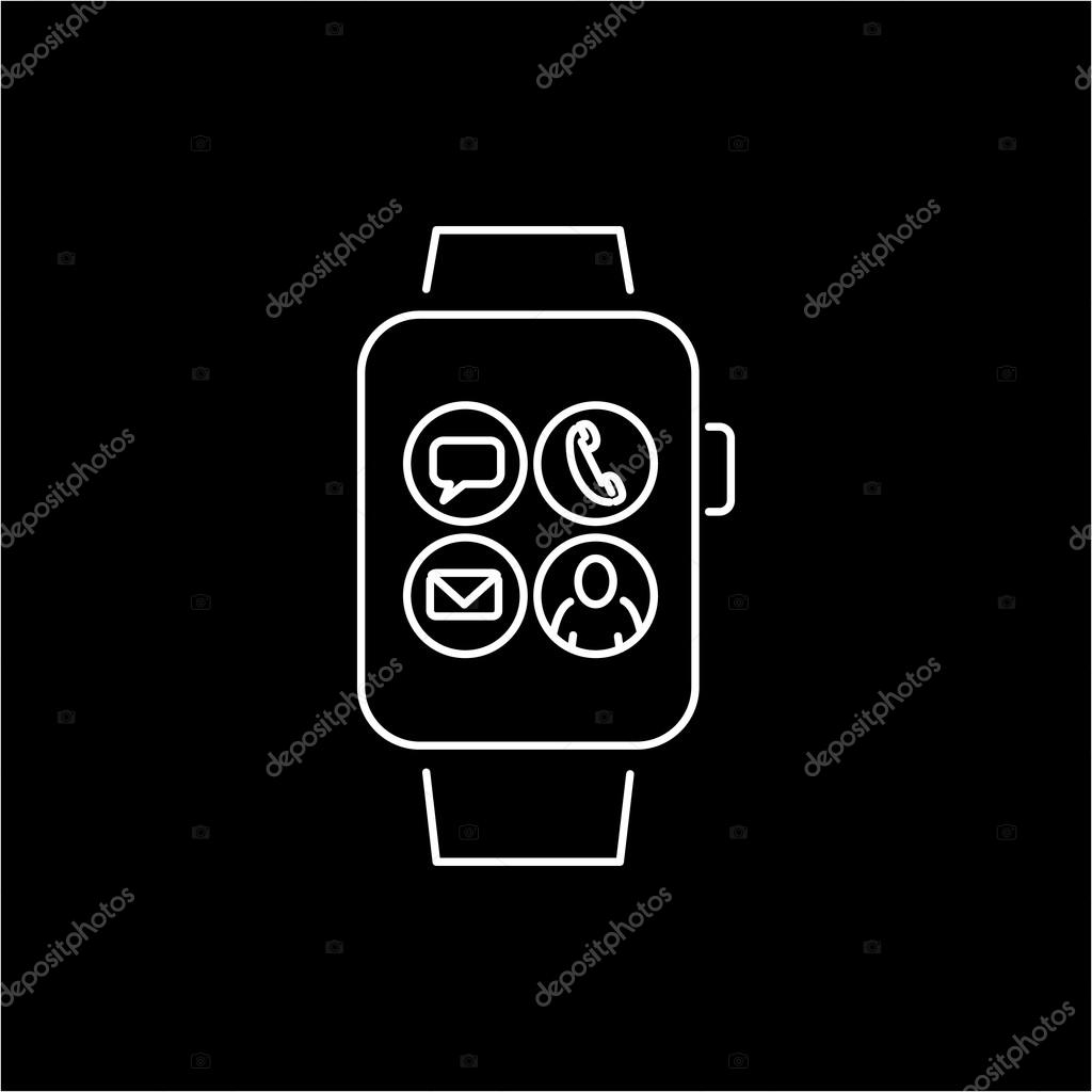 Smart watch linear icon Stock Vector Image by ©HonzaHruby #80111502