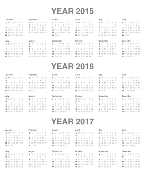 Calender 2015 2016 2017 2018 2019 2020 Stock Vector Image by ...