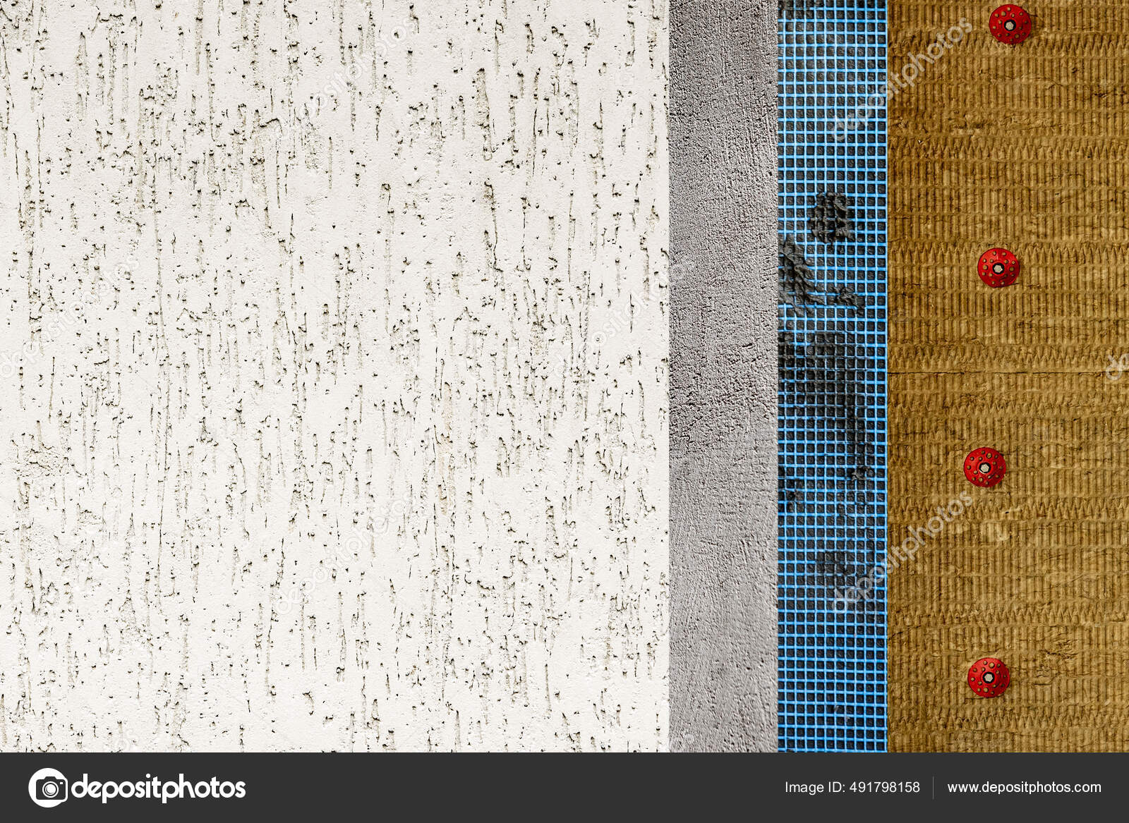 Texture Multi Layered Facade Building Mineral Wool Facade Grid Plaster ...